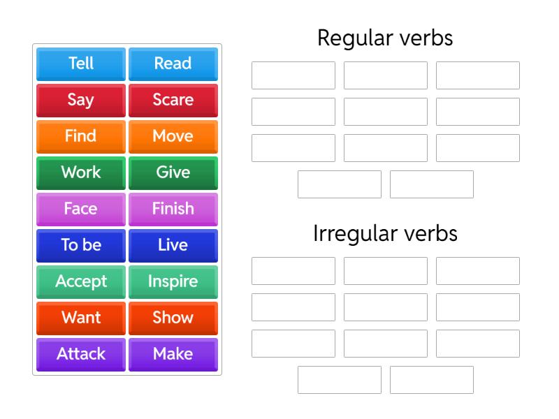 Regular VS Irregular verbs - Ordenar por grupo