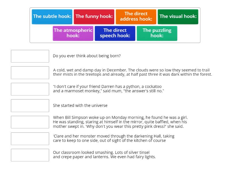 Narrative Hooks - Match up