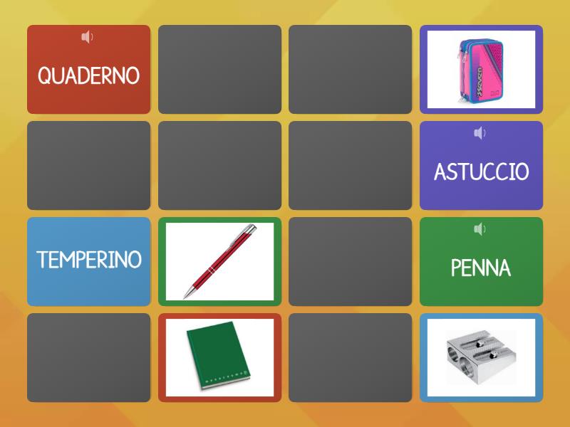 Oggetti scolastici memory - Matching pairs