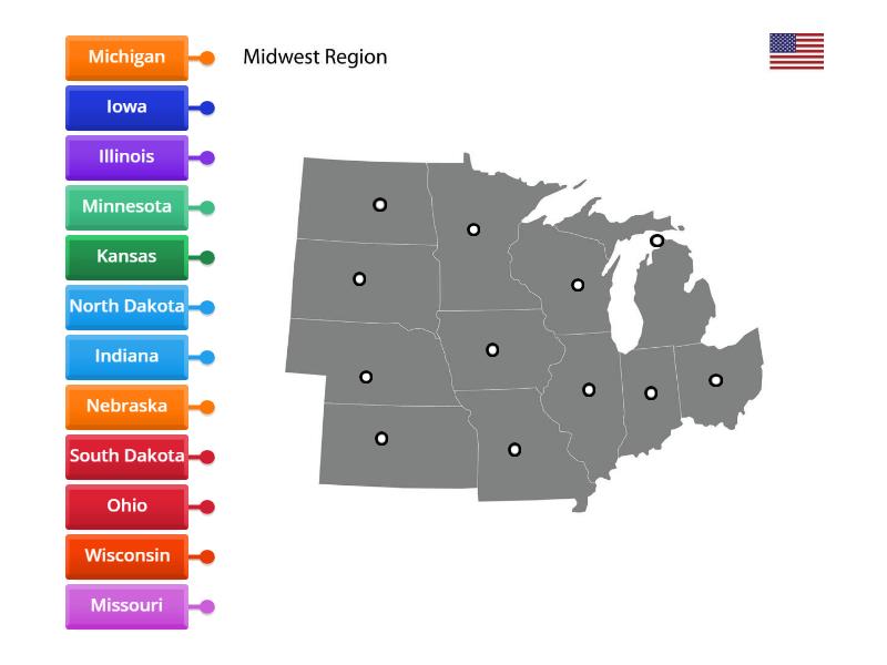 Midwest States - Labelled diagram
