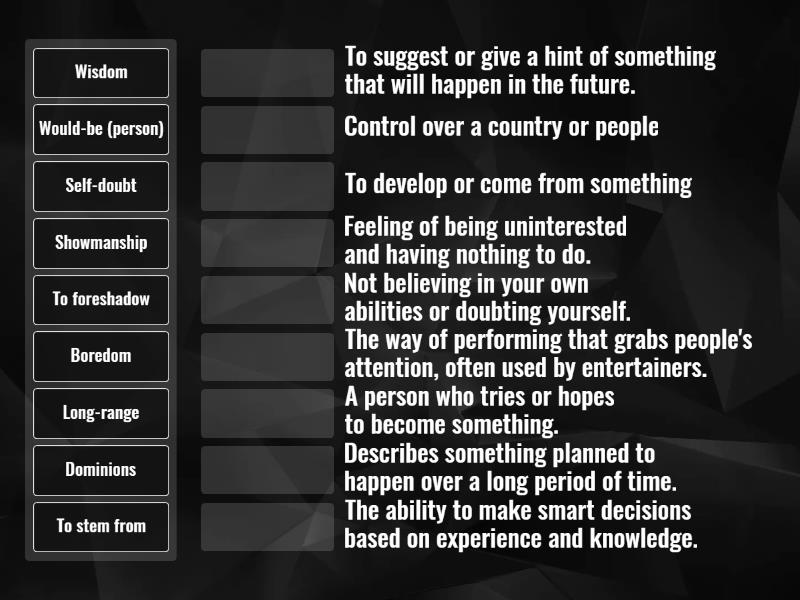 Understanding Leadership (Vocabulary) - Match up
