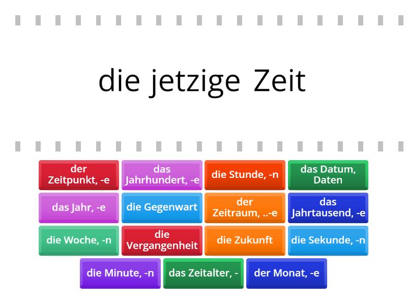 Wortschatz zum Thema ZEIT - Cada oveja con su pareja