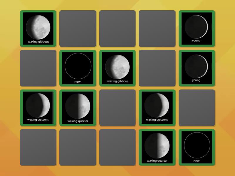 Moon Phases Matching Game - Eşleşen çiftler