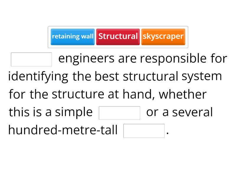English for Architecture: 6.1 Structural Systems - Complete the sentence