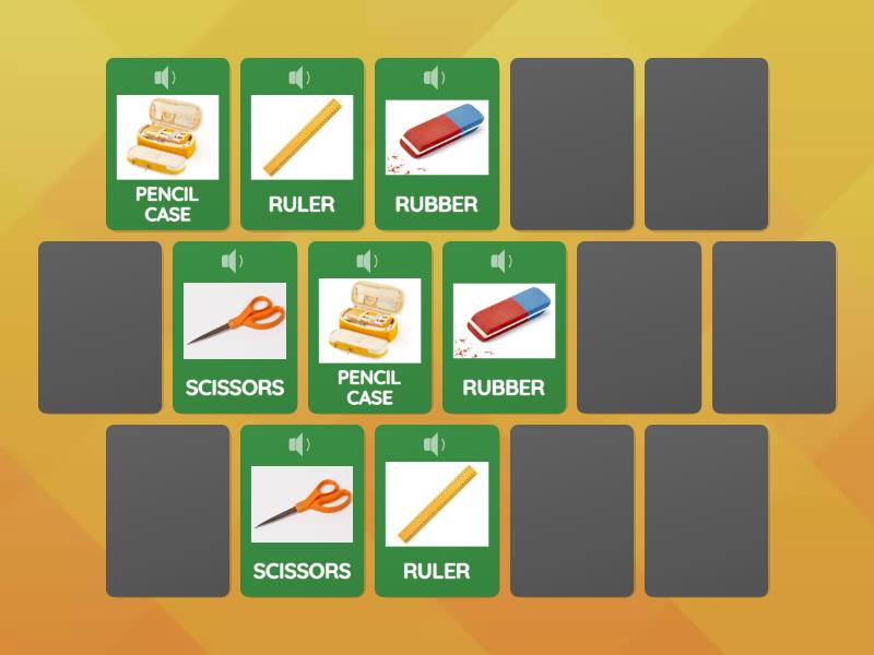 MEMORY GAME. SCHOOL OBJECTS. KINDERGARDEN. UNIT 2 - Matching pairs