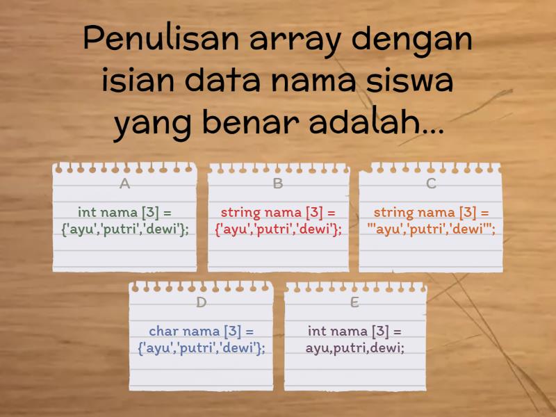 Uji Coba Penggunaan Array dan Fungsi - Quiz