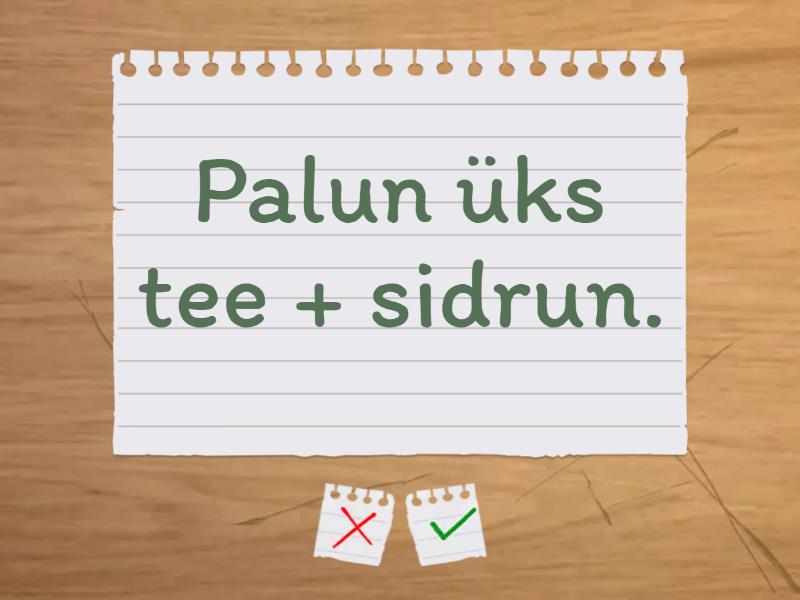 Palun üks kohv suhkruga! - Flash cards