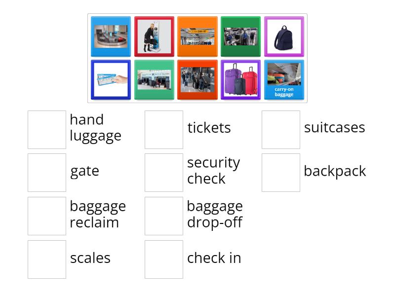 At the airport Vocabulary - Match up