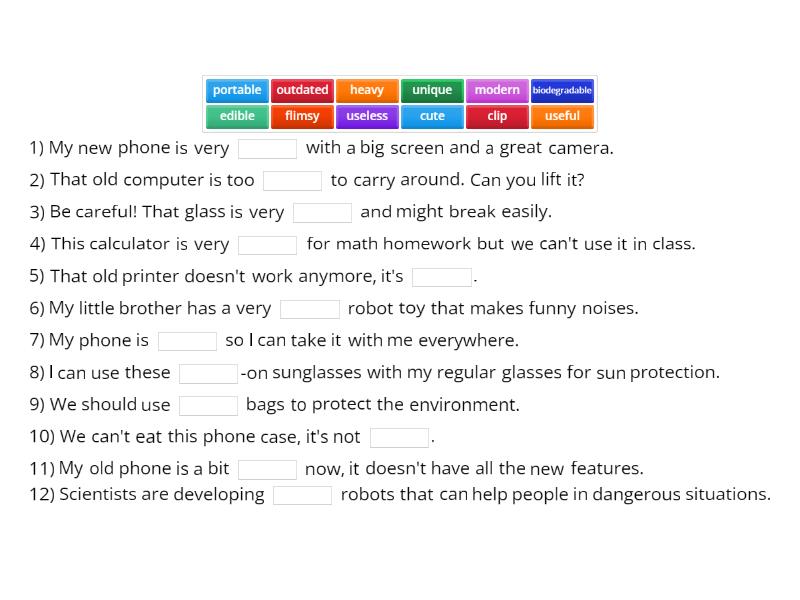 Revision (inventions + adjectives) - Complete the sentence