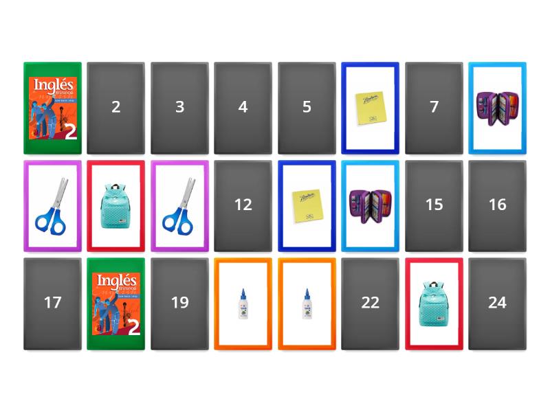 School Objects Memory Game Parejas 