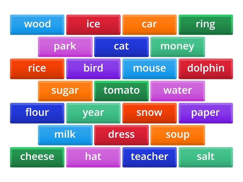 Countable/Uncountable Nouns - Fichas giratorias