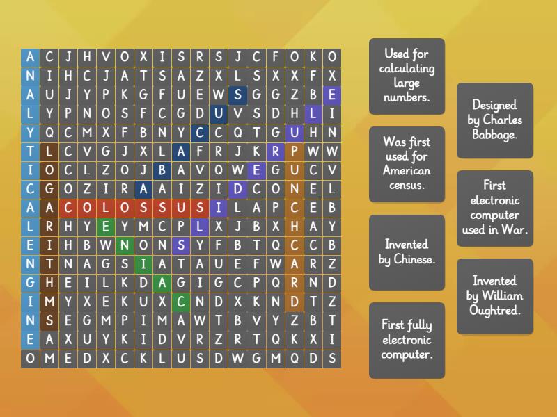 Std-4 WOC-IV Chap-4: History of Computing-Activity-4 - Wordsearch