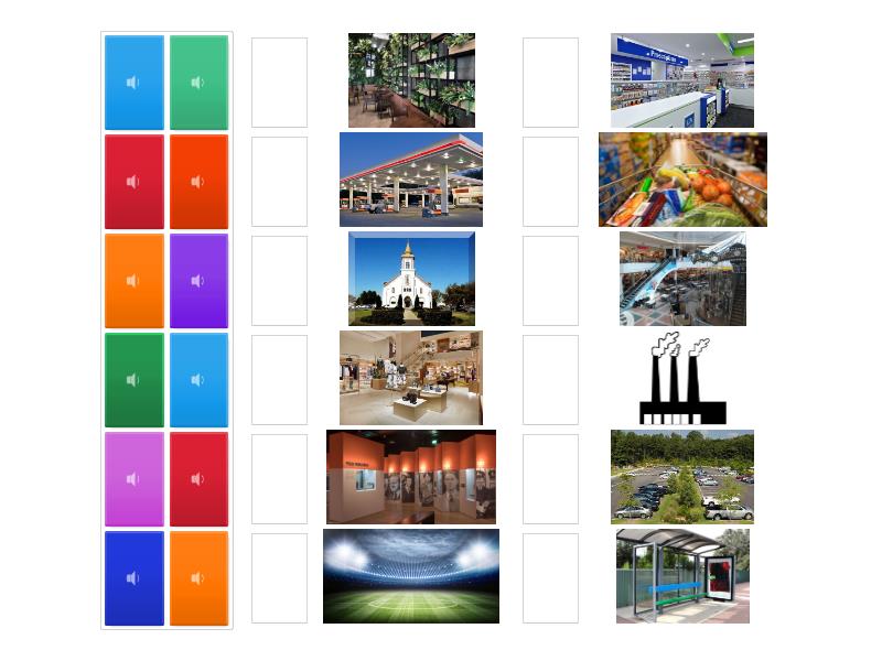 Places in town: listening - Match up