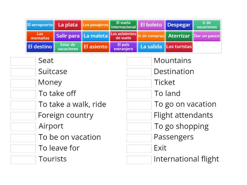 El vocabulario del viaje - Match up