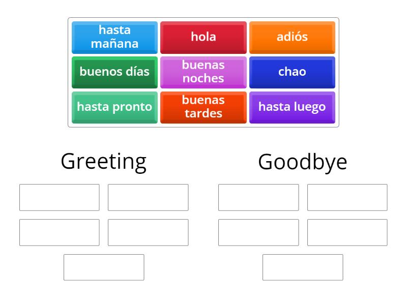 Repaso Greetings + Goodbyes - Group sort