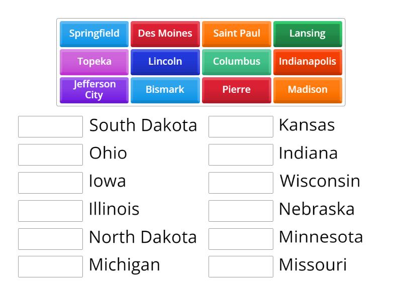 Midwest States & Capitals - Match up