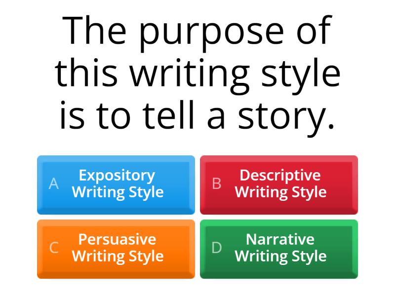 The Four Basic Literary Styles - Quiz