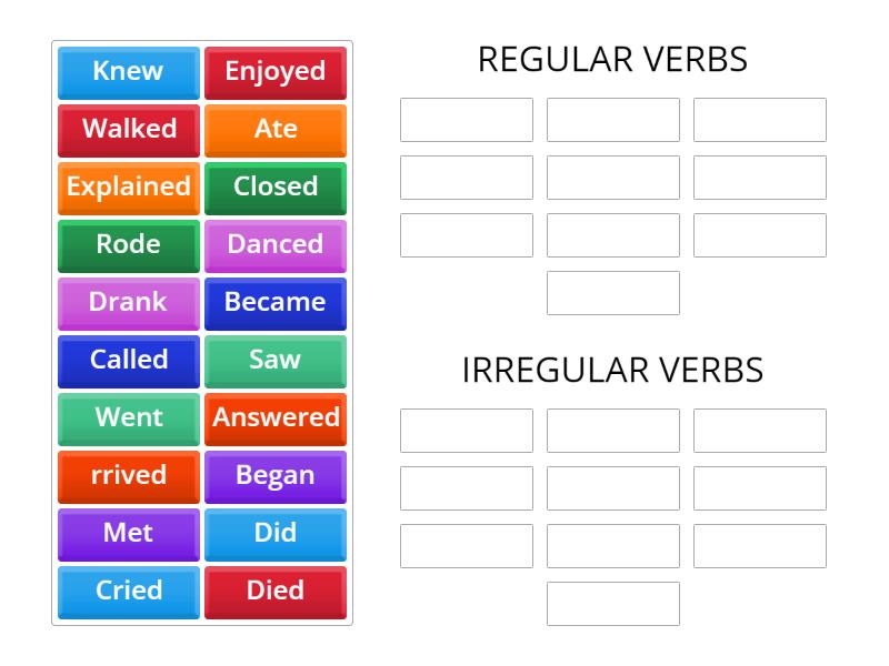 Regular and irregular verbs - Pengurutan grup