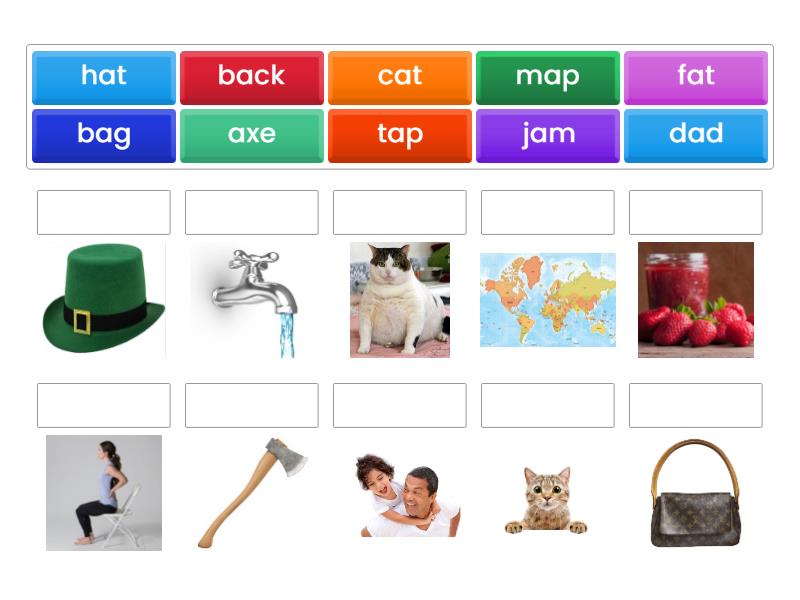 Phonics phase 2 CVC words (medial vowel a) - reading - Match up