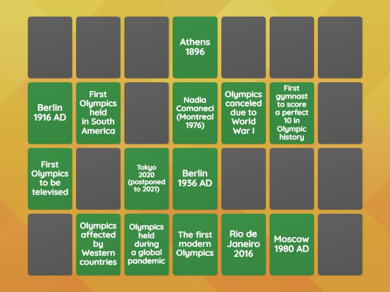 Olympics Timeline - Matching pairs