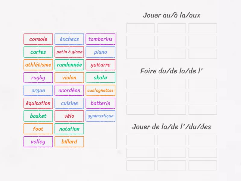 Jouer ou Faire? - Group sort