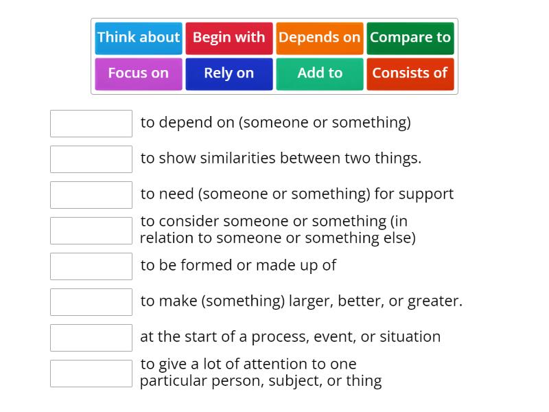 PET exam - Verb + Prepositions - Match up