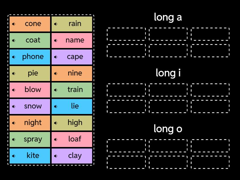Long vowels a i o - Ordenar por grupo