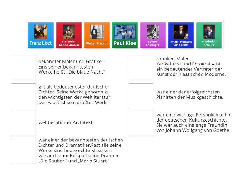 Wer sind diese Persönlichkeiten? - Match up