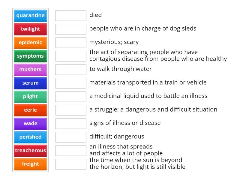 Unit 1.4 "The Great Serum Race" - Open Court - Match up