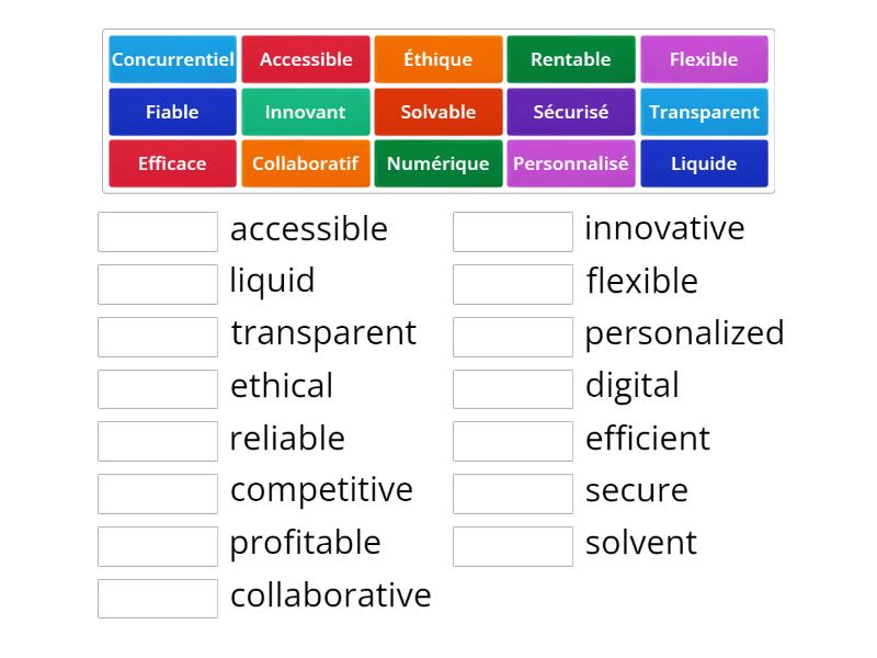 Les adjectifs dans un contexte professionnel I - Match up