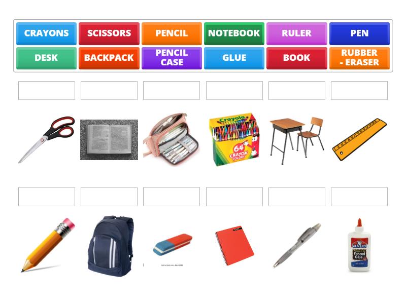 Matching Activity - SCHOOL SUPPLIES - Match up