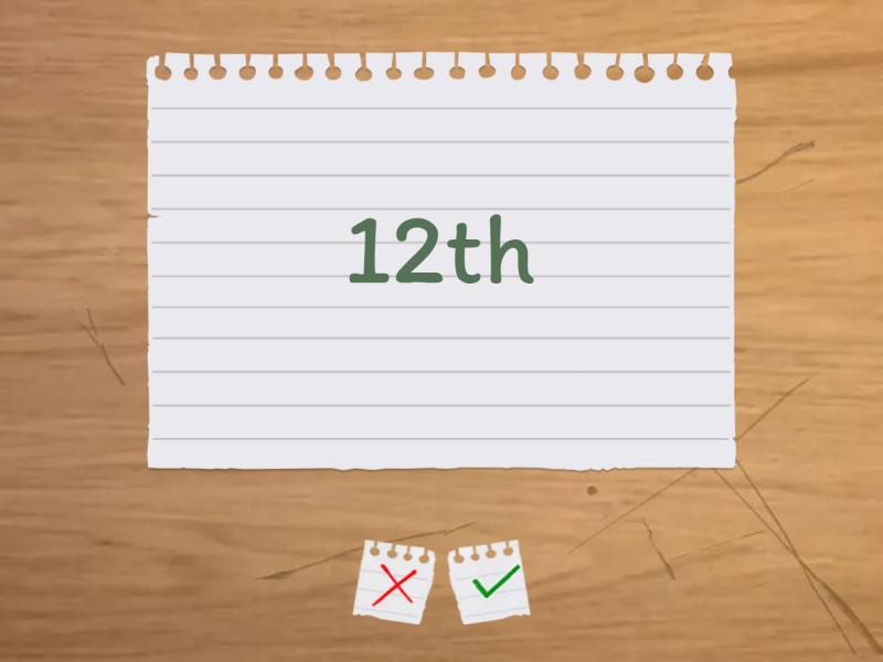 Ordinal numbers_11_20 - Flash cards