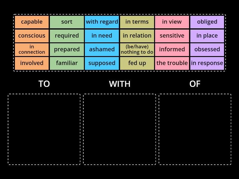 U3 Dependent Prepositions (SHORT) 3rd Ed. - Group sort