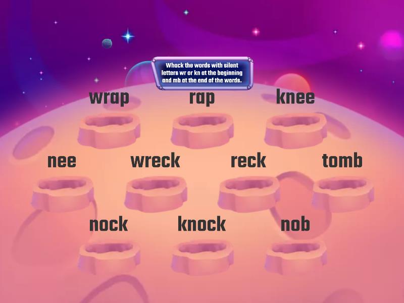 Silent Letters wr--, kn-- and --mb - Whack-a-mole