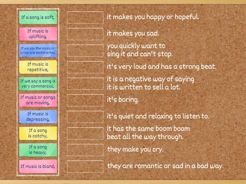 Outcomes Describing music - Match up