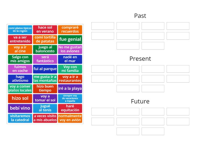 Spanish Past-Present-Future holidays - Group sort