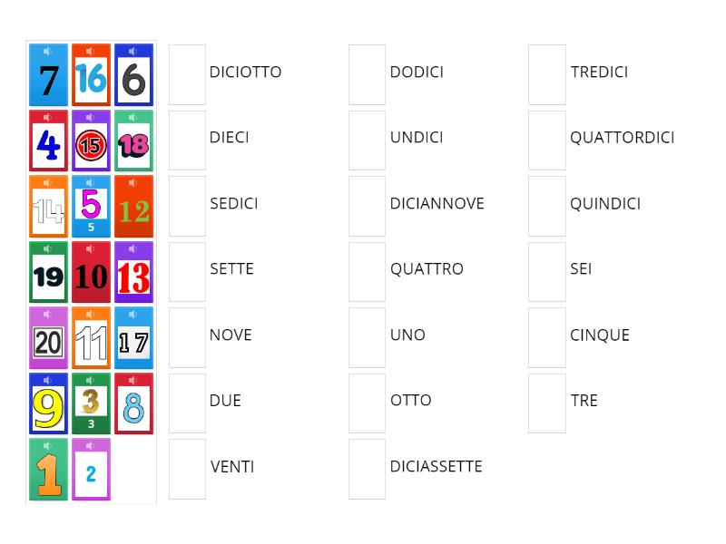Numeri 1-20 - Match up