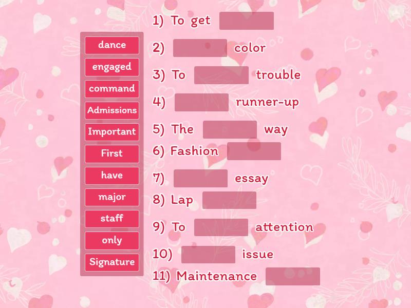 Complete the word combinations - Complete the sentence