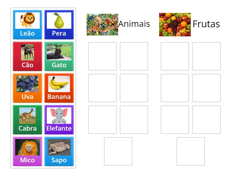 PERGUNTA: ANIMAIS E A FRUTAS - Group sort