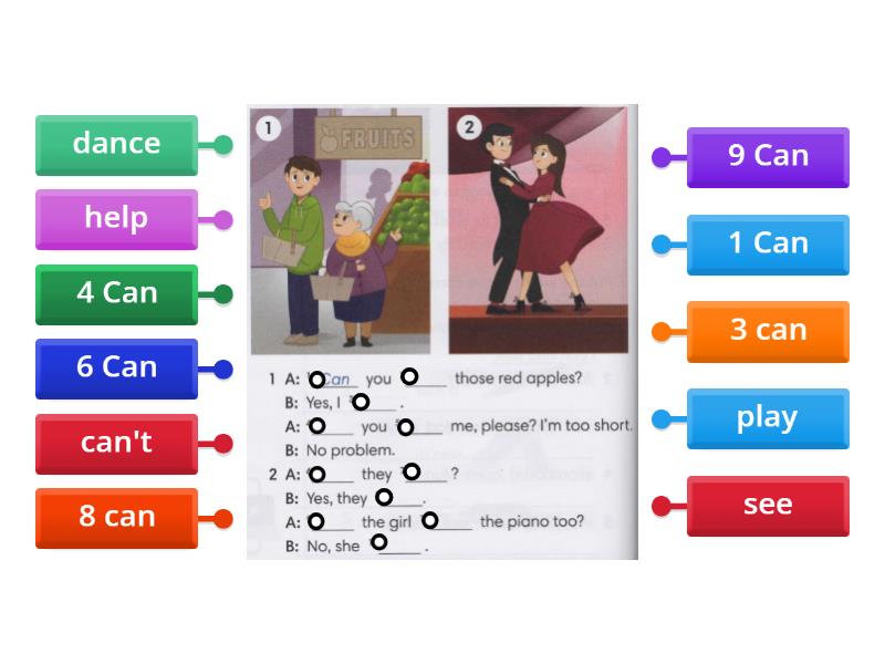Go Getter 1. Unit 5.4 Grammar can / can't - Labelled diagram