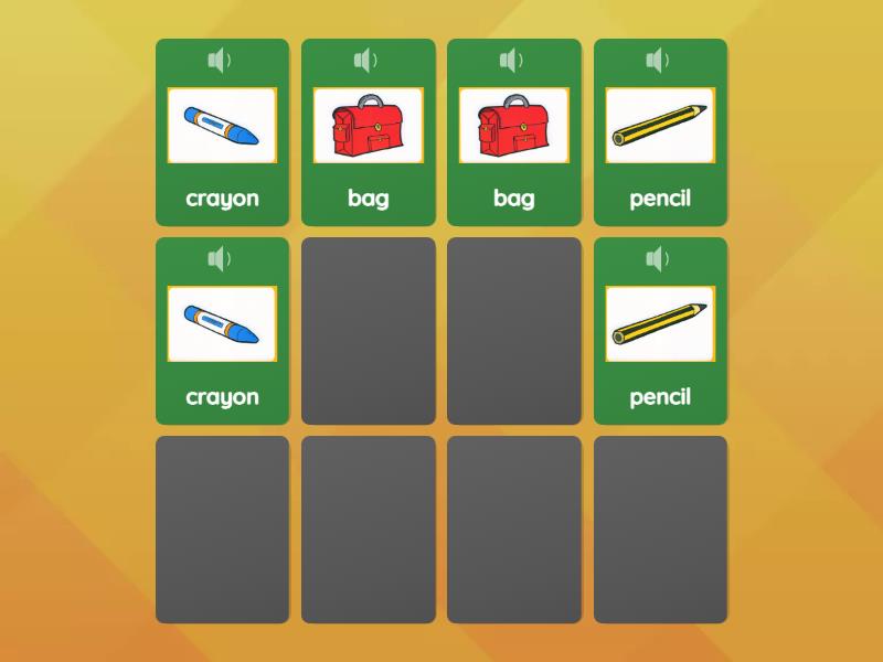 School supplies - Matching pairs