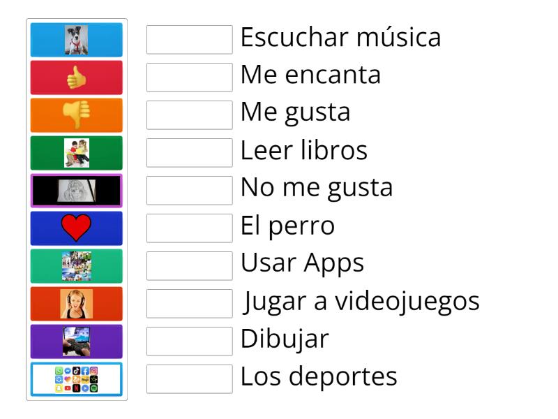 Aficiones o Hobbies en español - Une las parejas