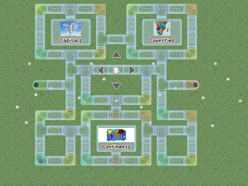 Continents, Countries, Capitals - Maze chase