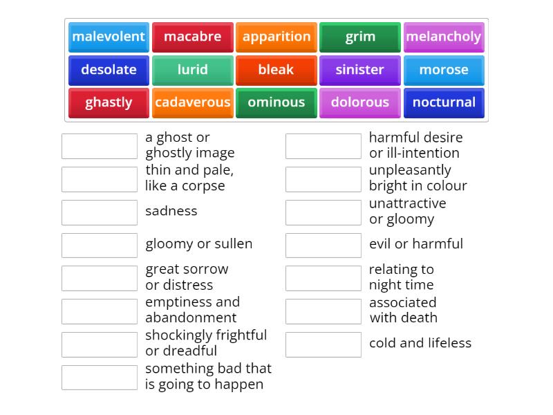 Vocabulary - Gothic Stories - Une las parejas