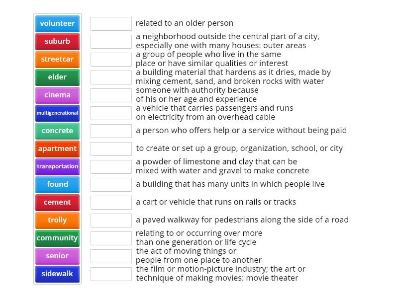 CITY HOMES VOCABULARY - Match up