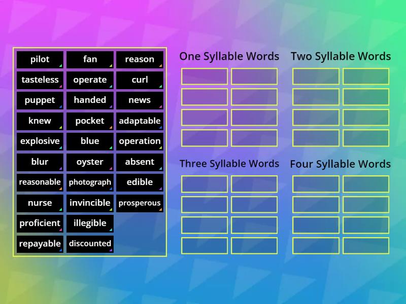 Word Connections: Lesson 21 Syllables - Group sort