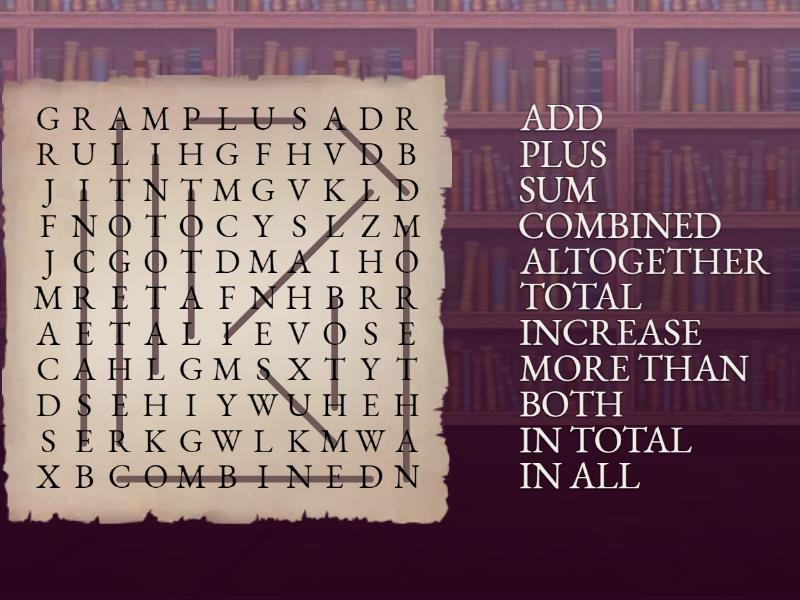Addition Word Search - Wordsearch