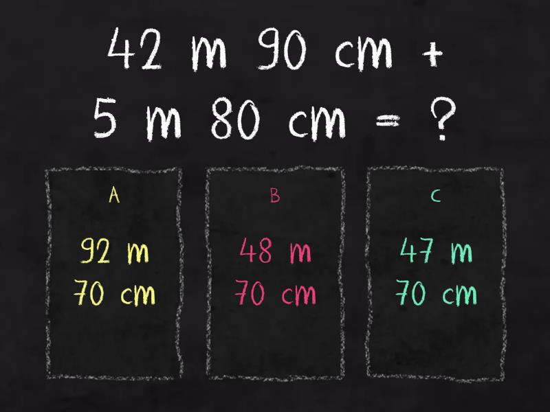 Addition of Lengths (with regrouping) - Quiz