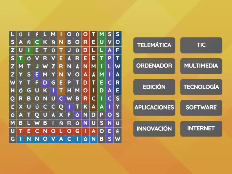 8.- Utilizar las nuevas tecnologías - Sopa de letras