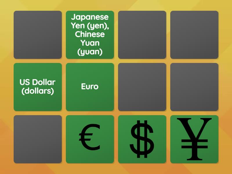 Lesson 20. Currency - Matching pairs